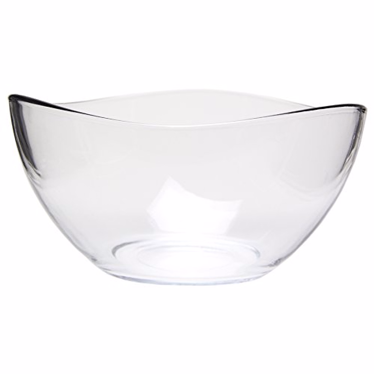 Red Co. Medium 2 Quart Clear Glass Wavy Serving & Mixing Bowl for Salad, Pasta, Desserts, Snacks