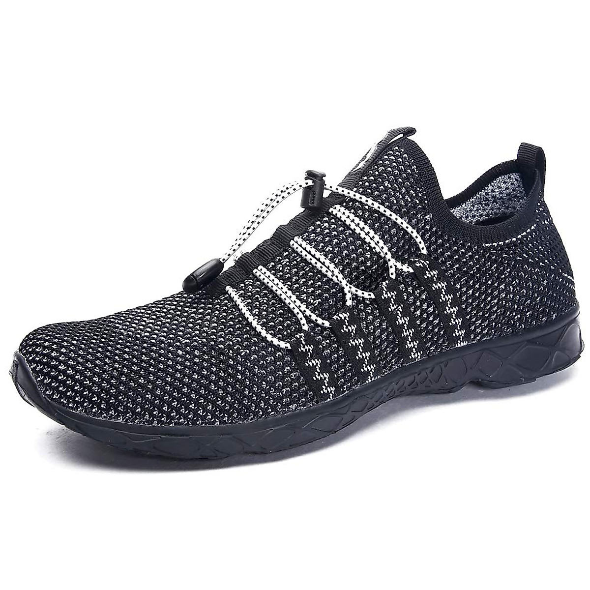 DLGJPA Men's Quick Drying Water Shoes for Beach or Water Sports Lightweight Slip On Walking Shoes Allblack 7