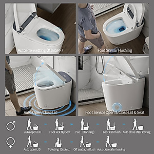 CASTA DIVA CD-U010 Smart Toilet with Bidet Built in,ADA Comfort Height, Auto Open & Close, Dual Auto Flush,Elongated Heated seat,Modern Electric Bidet Toliet,Built in Tank with Powerful Flush 1.6GPF