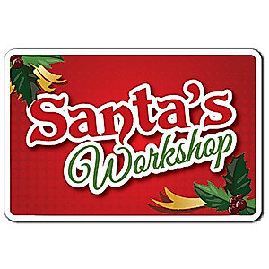 Santa's Workshop Aluminum Sign Santa Christmas Season Presents Holiday | Indoor/Outdoor | 10" Tall