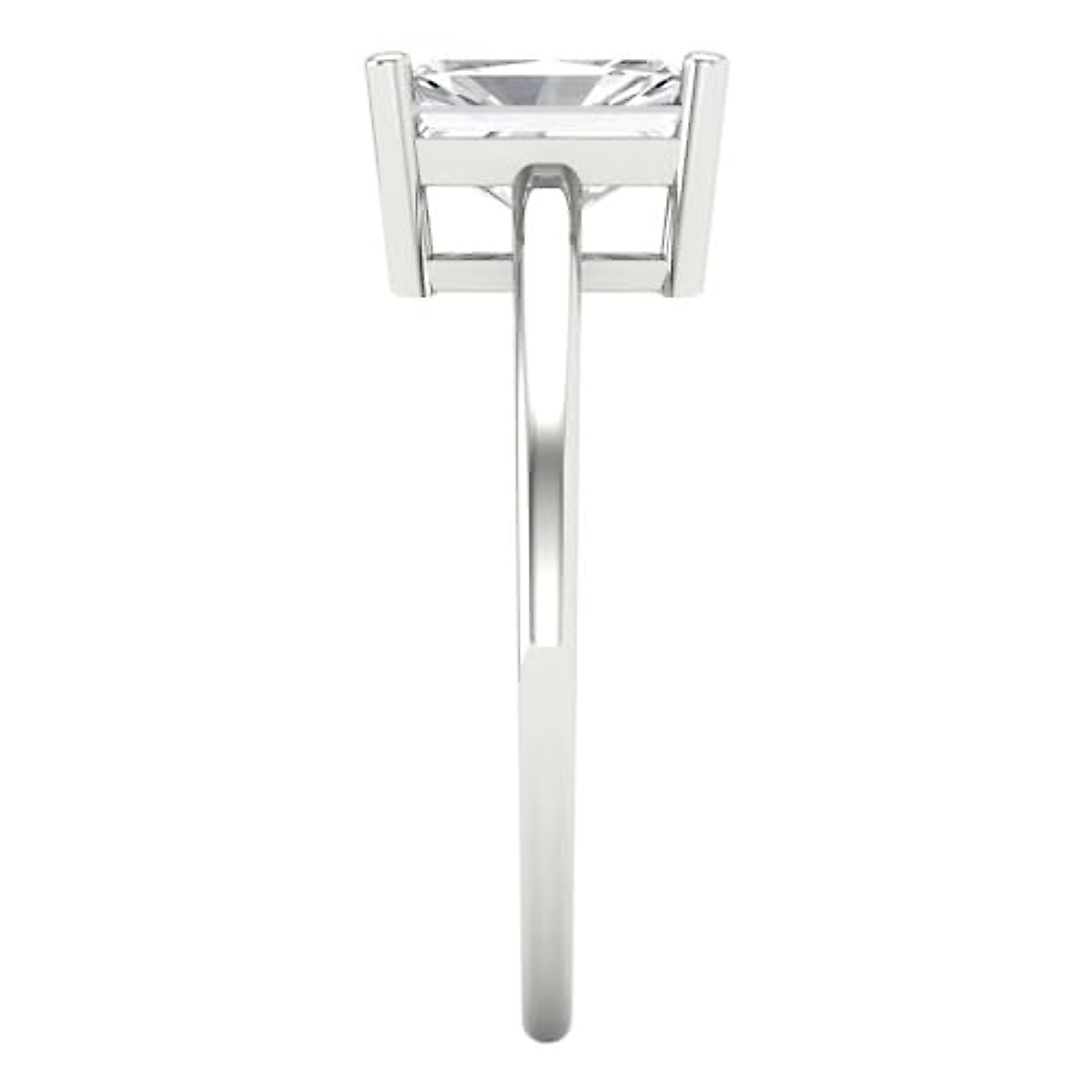 Clara Pucci 2.0 ct Emerald Cut Solitaire Moissanite Engagement Wedding Bridal Promise Anniversary Ring 18K White Gold Size 3.5