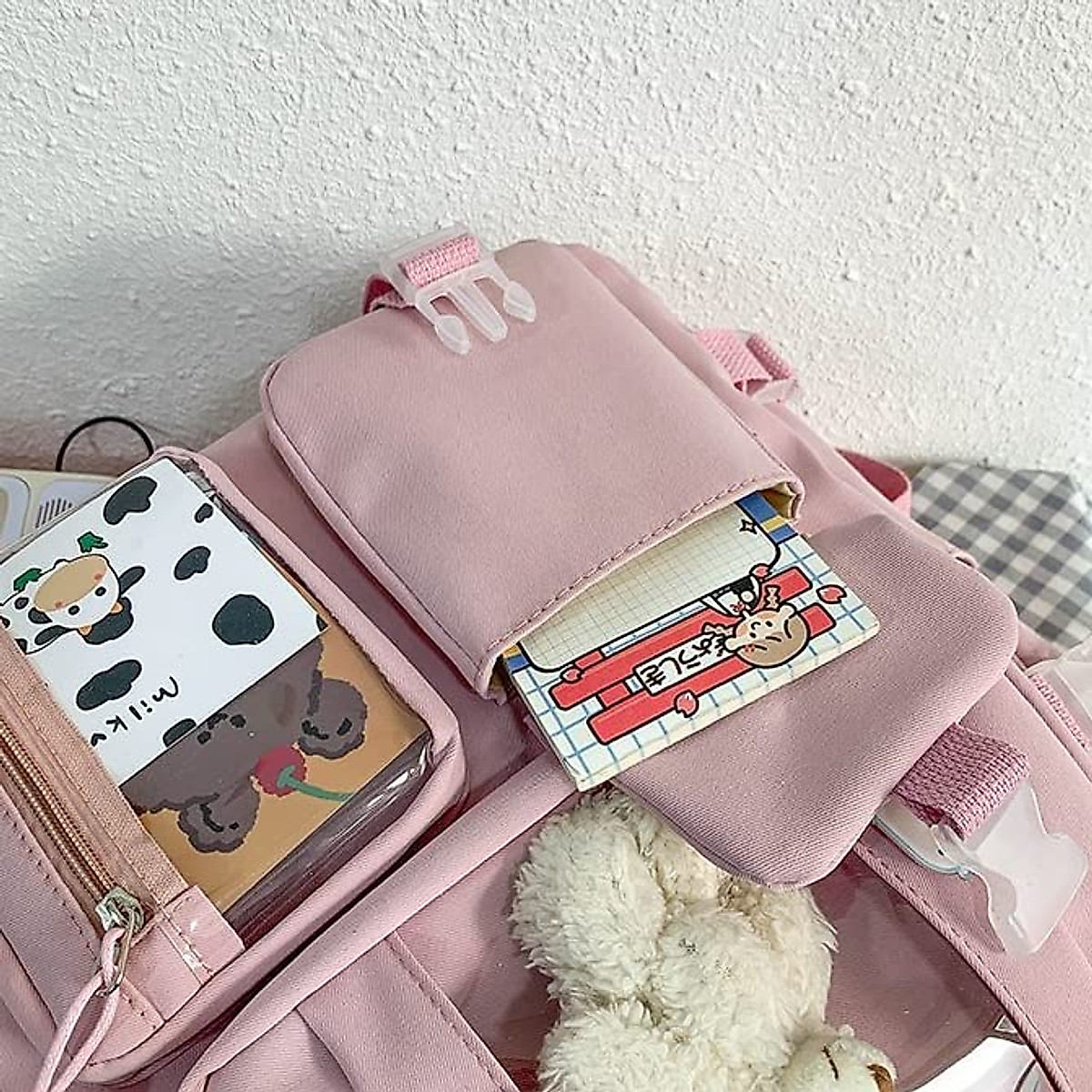 CHERSE School Backpack for Teen Girls Back to School Aesthetic Cute Adorable Lovely with Pin and Cute Accessory (Blue)