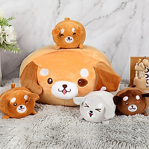 15'' Corgi Dog Plush Toy Pillow - 5pcs Children Dog Plush Toys with 4 Baby Plush Toys in The Belly, Suitable for Stuffed Plush Gifts for Boys and Girls On Children Birthdays and Christmas