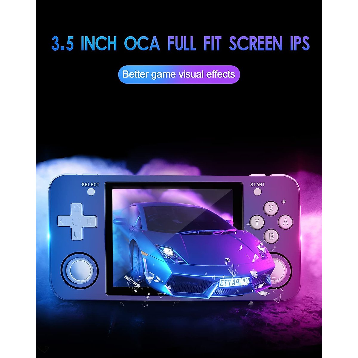 RG351P Handheld Game Console, Retro Game Console Open Linux System 3.5 Inch IPS Screen, Portable Game Console with 64G TF Card and 2500+ Video Game Classic Games 3500mAh Battery (Purple)