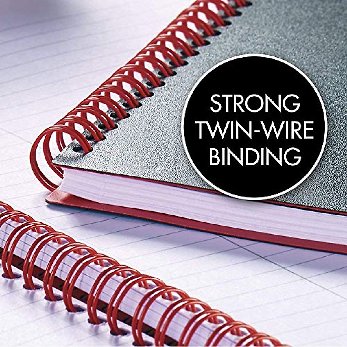 Black n' Red Twin Wire Poly Cover Notebook, 8-1/4 x 5-7/8 inches, Black/Red, 70 Ruled Sheets (C67009) (5)
