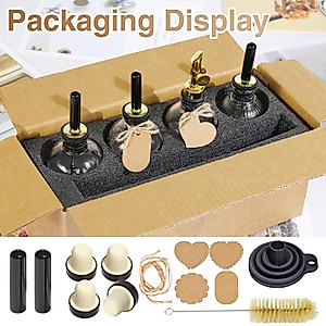 Coffee Syrup Dispenser Bottles Set 4 Pcs, 7oz/200ml Coffee Bar Accessories with Metal Pour Spout, Simple Syrup Bottles for Coffee Syrups, Honey, Condiments, Olive Oil, with Label, Funnel, Cork, Brush