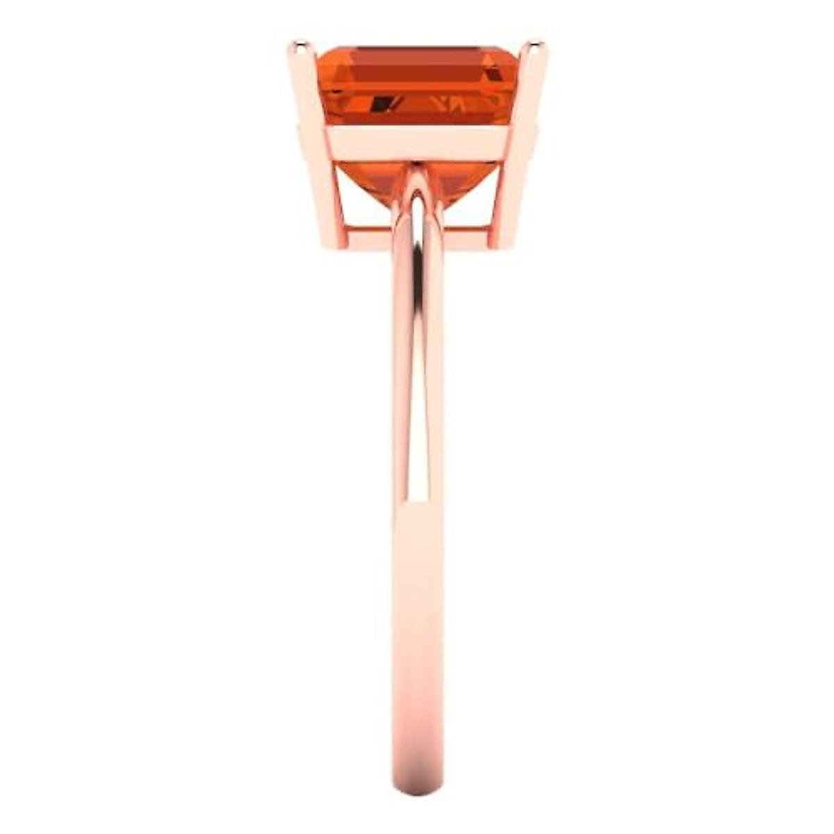Clara Pucci 2.5 ct Asscher Cut Solitaire Red Simulated Diamond Engagement Wedding Bridal Promise Anniversary Ring 18K Rose Gold Size 8