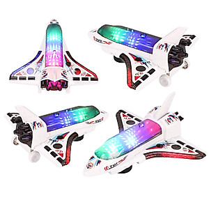 Devan Bump and Go Electric Space Shuttle Airplane Toy with Flashing 3D Lights and Sounds
