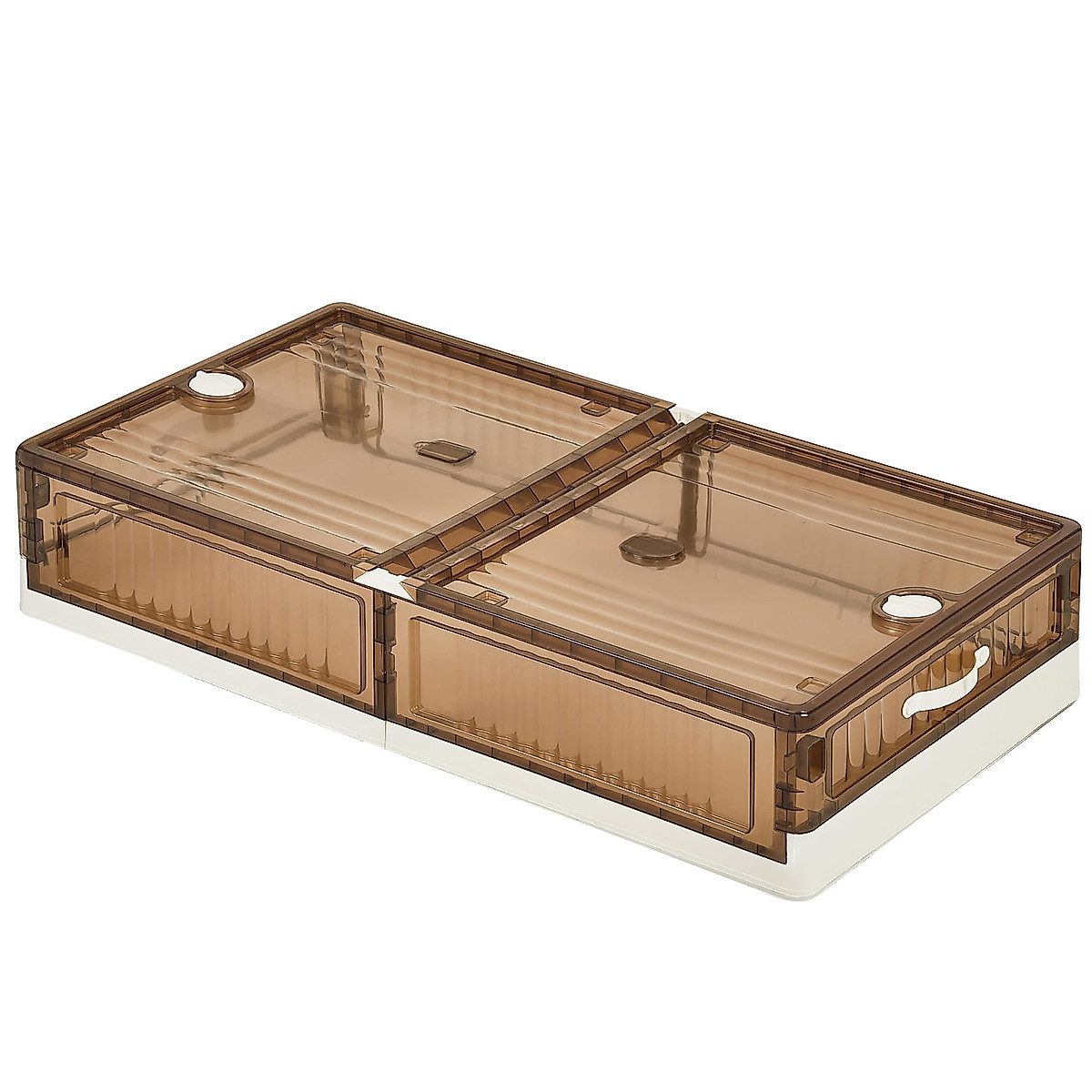 VECELO Under Bed Storage with Wheels, 26.5Gal Stackable Under Bed Storage Containers, Underbed Storage Containers with Lids, Plastic Foldable Folding Box for Clothes Shoes