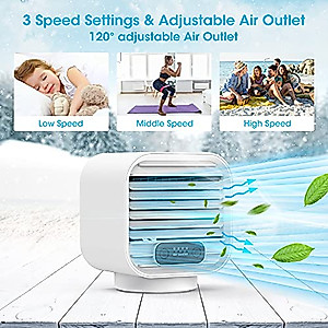 Viopic Personal Air Conditioner, 3 in1 Rechargeable 2000mAh Portable Air Conditioner Air Cooler, 100% Leakproof Design Evaporative Cooler Fan with 3 Speeds for Home and Office-with Water tank