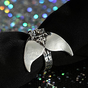 Women Bohemian Antique Silver Fish Whale Tail Mystical Mermaid Ring Midi Finger Knuckle Rings Beach Sea Animal Vintage Jewelry Gift Good Luck Fingers Accessories Casual Match Silver 8