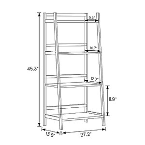 MoNiBloom Ladder Shelf for Plant Flower Book, Bamboo 4-Tier Trapezoid Storage Shelf Organizer for Living Room Patio Kitchen Bathroom Home Office, White