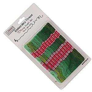 Embroidery Floss Set, Colorful Heavy Duty 12 Strands Polyester Exquisite Craft Tool Family Friend Kids Boys Girls Crafts (Green)