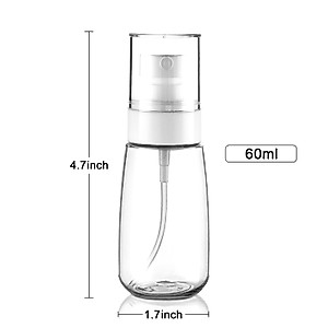 Fine Mist Travel Spray Bottle for Toiletries 2oz/60ml 2Pack Small Spray Bottle Travel Size Spray Bottles TSA Approved Leakproof Refillable Cosmetic Container for Hair Skincare Water Face Toner(2Clear)