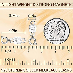 Qulltk 925 Sterling Silver Magnetic Necklace Clasps and Closures,Mini Bracelets Clasp Converter Gold and Silver Chain Extender for Jewelry Making Supplies
