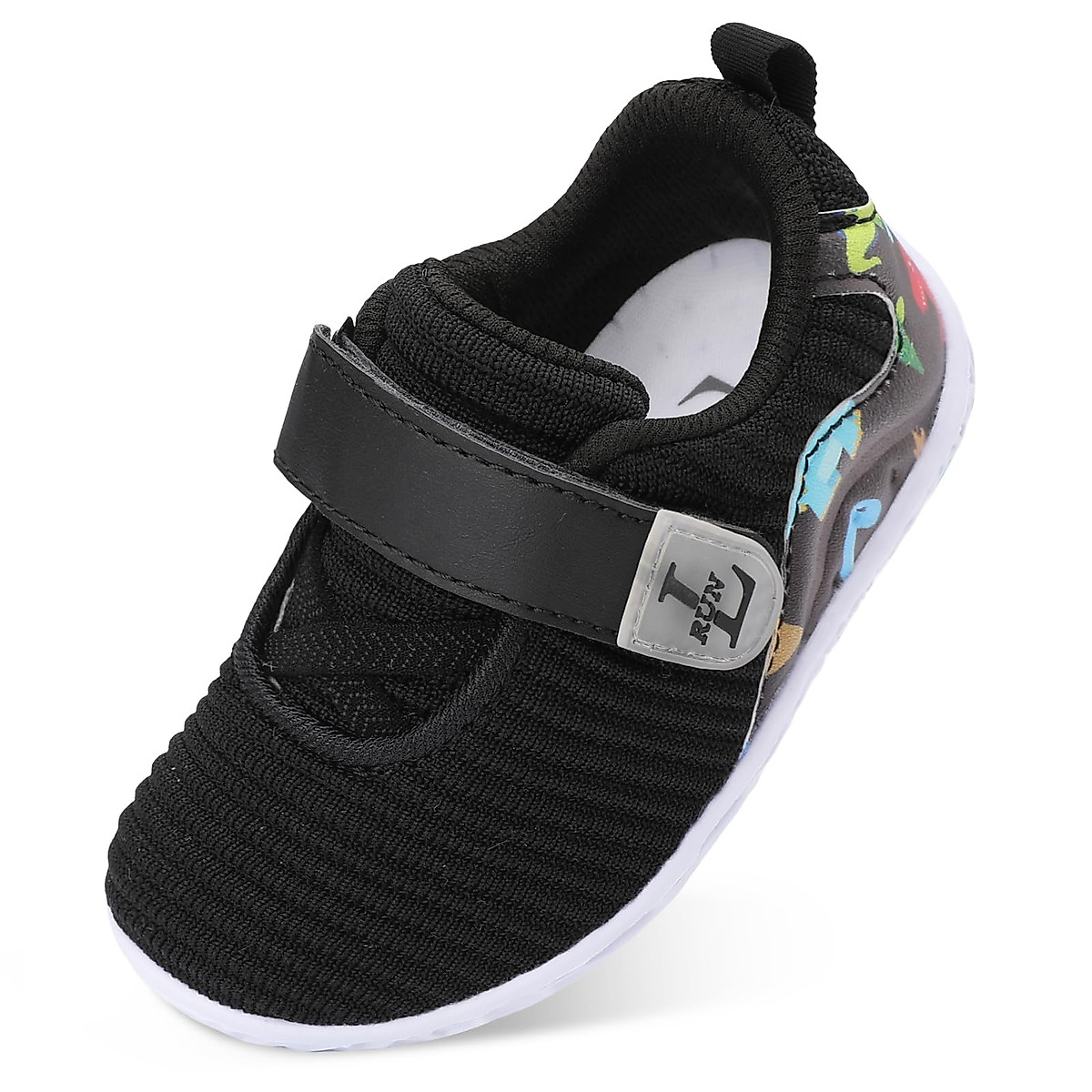 L-RUN Barefoot Shoes Kids Toddler Wide Toe Box Shoes Non-Slip Infant Sneakers Black 9.5-10 Toddler