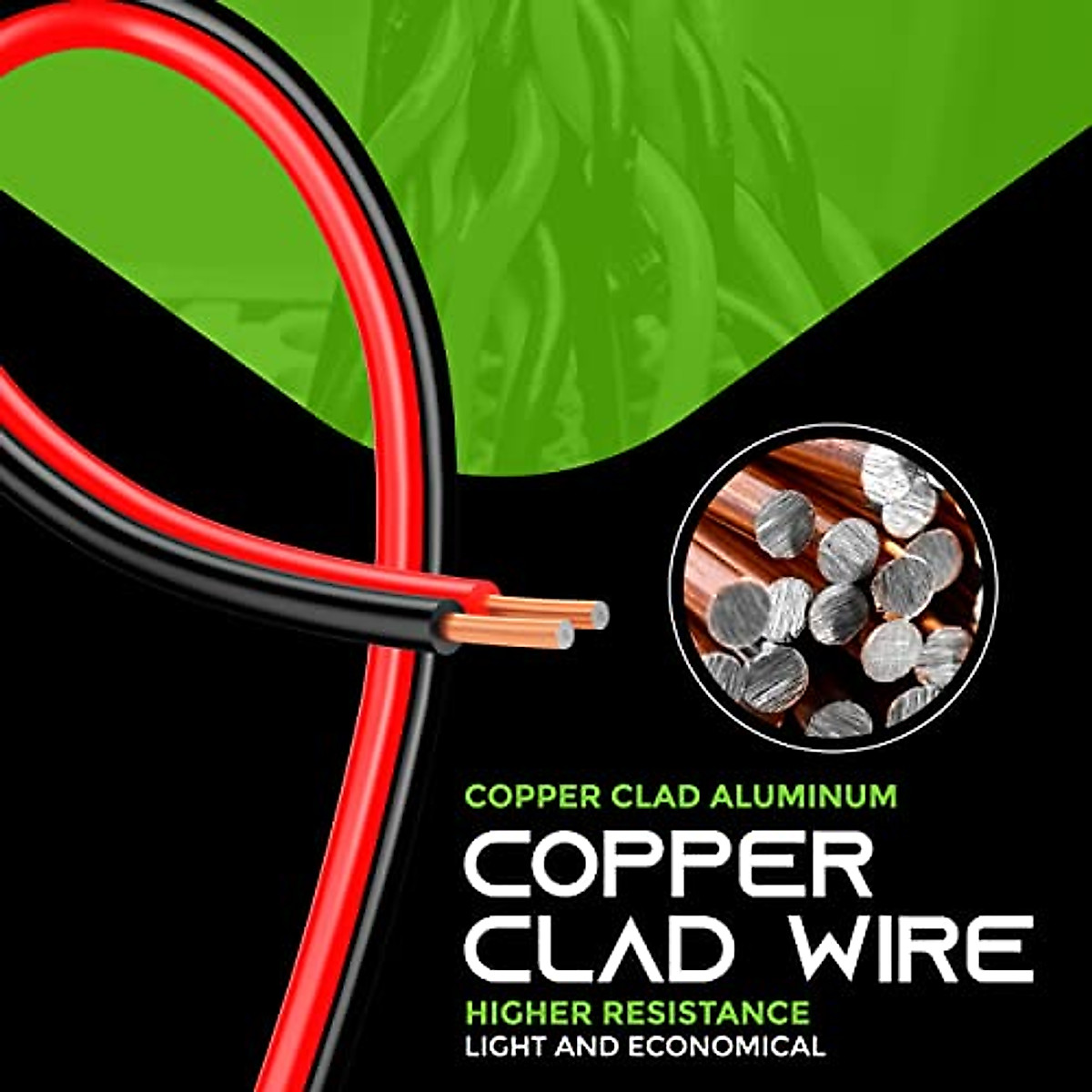 GearIT 16 Gauge Wire (100ft - Black/Red) GPT Automotive Primary Bonded Wire - Copper Clad Aluminum CCA - Car Audio, Speaker Wire, Trailer Harness, Electrical - 100 Feet Total 16ga awg