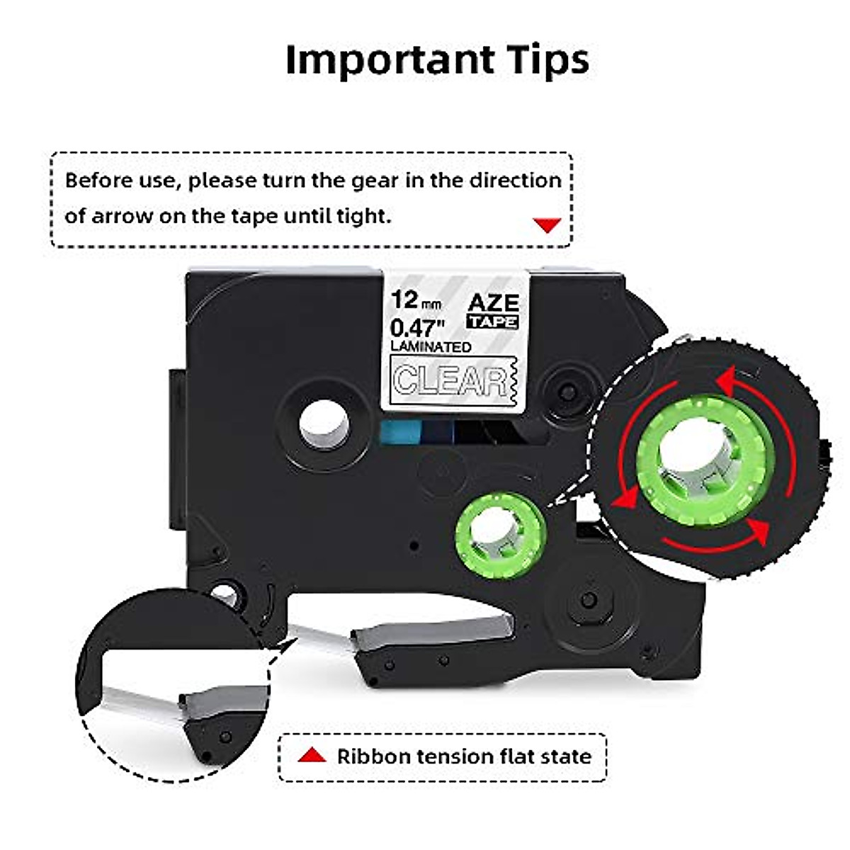 White on Clear TZe Compatile with Brother P Touch Label Tape TZe-135 TZe135 Tz Tape 12mm 0.47 Laminated Clear for PT-D210 D220 D200 H110 D400 Label Maker