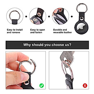 King Ma Air Tag Holder Keychain Case, 4 Pack Waterproof AirTag Leather Key Ring Cover for Apple Air Tag Accessories Works with Keychain, Bags, Dog Collar, Luggage and More