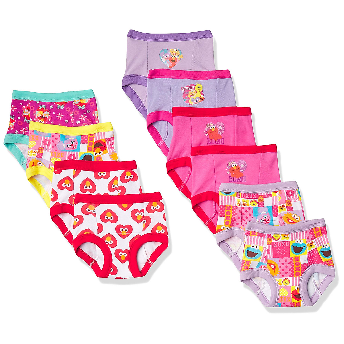 Sesame Street Unisex Baby With Elmo, Cookie Monster And Big Bird Includes Stickers Success Chart Sizes 18m, 2t, 3t, 4t Potty Training Pants Multipack, 10-pack Training Pant_b, 3T US