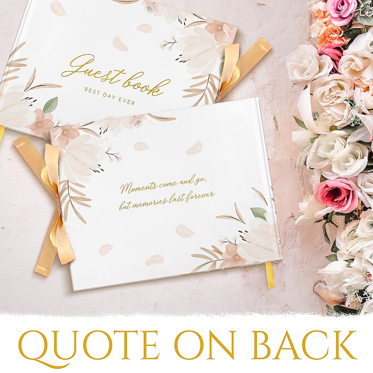 D&L Easy Buy Wedding Guest Book, 7x9 Wedding Reception Guest Book,100 Page Elegant Cream Design Guest Book, Baby Shower, Bridal Shower, Funeral Guest Book, Birthday Party, Vacation Homes