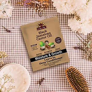 OKAY - Black Jamaican Castor Oil Leave-In Conditioner - All Hair Types/Textures - Repair, Moisturize, Grow Healthy Hair - with Argan Oil, Shea Butter - Free of Parabens, Silicones, Sulfates - 1.5 oz , brown