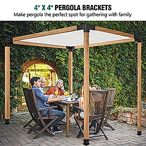 Kinchoix Pergola Brackets, 4 Pack Woodworks Pergola Kit 3-Way Right Angle Corner Bracket with Pergola Post Base for 4x4'' (Actual: 3.5x3.5'') Wood Beams Elevated Wood Stand Kit Pergola/Gazebo Kit