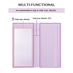 Zreal Checkbook Cover for Women, Premium Vegan Leather Checkbook Covers for Personal Checkbook with Pen Holder, Slim Checkbook Cover with Duplicate Flap (Light Purple)