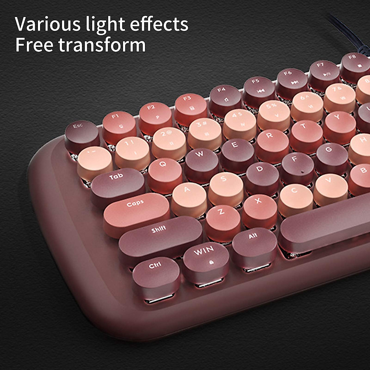 Jeankak Mechanical Wired Keyboard, Rounded Keycap Gaming Keyboard with Blue Switches, Plug and Play USB Computer Keyboards 84 Keys Retro Gaming Keyboard for Tablet/PC Gamer(01#)