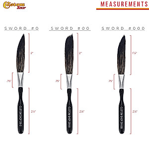 Custom Shop SW Sword Pinstriping Brush 3 Size Kit (#0, 00, 000) One of Each All 3 Brush Styles - High Performance Striping Brushes