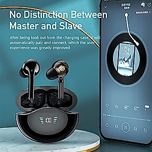 KENKUO Wireless Earbuds with LED Digital Display Charging Case, Dual Dynamic Drivers Wireless Earphones with 40Hours Playtime for Android iOS Cell Phone Computer Laptop, Black