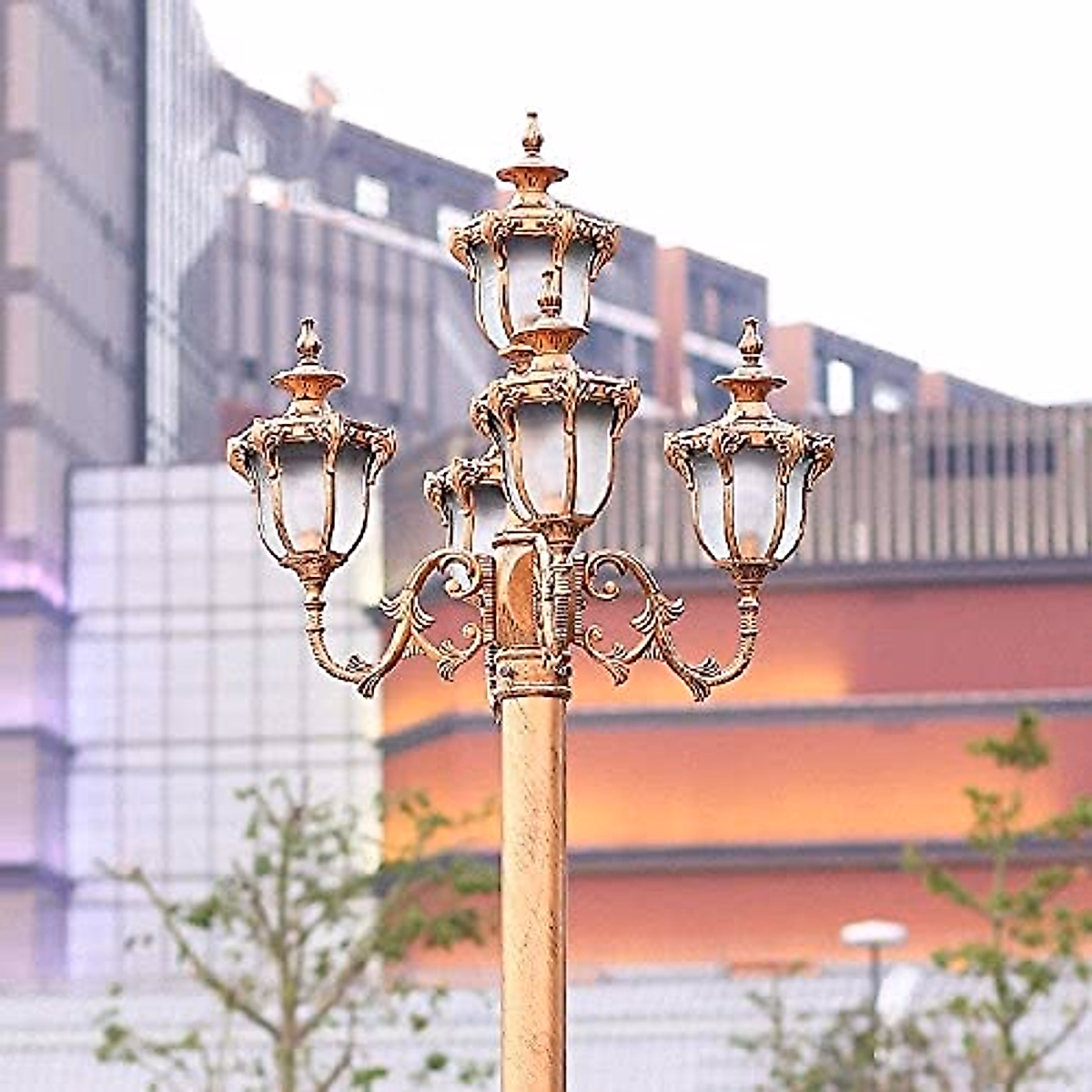 High Pole Street Lamp 5-Lights Outdoor Pillar Post Lantern IP55 Waterproof Rainproof Landscape Lighting Retro Post Light Driveway Pathway Aluminum Column Lamp