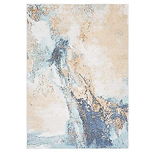 Safavieh Phoenix Collection Area Rug - 8' x 10', Blue, Modern Abstract Design, Non-Shedding & Easy Care, Ideal for High Traffic Areas in Living Room, Bedroom (PHX533M)