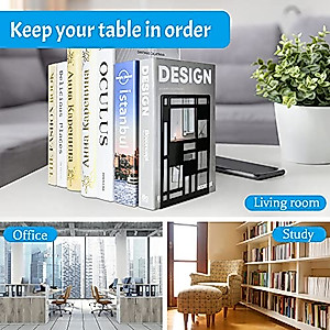 Bookends,Book Ends for Shelves,Bookends for Heavy Books, Book Holder,Metal BookEnd Supports (4)