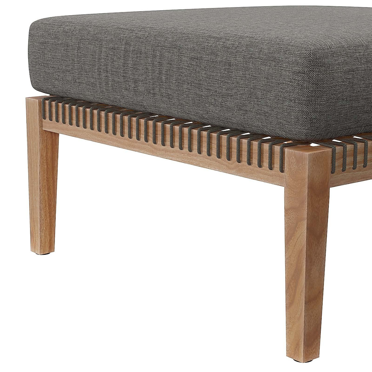 Modway Clearwater Outdoor Patio Teak Wood Ottoman in Gray Graphite