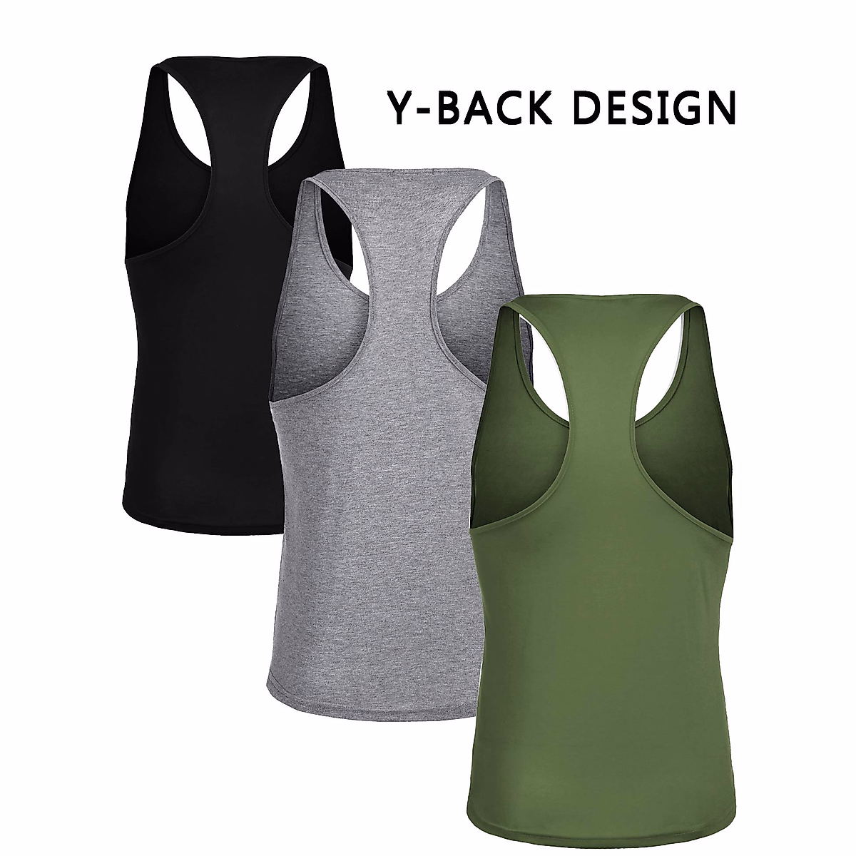 COOFANDY Men's 3 Pack Gym Tank Tops Sleeveless Workout Fitness Tee Y-Back Muscle T Shirts