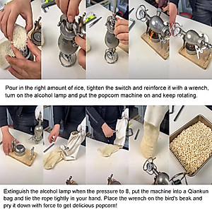 Hand Popcorn Machine, High Pressure Popcorn Maker, Chinese Traditional Old-Fashioned Pop Corn Machine, Stainless Steel Mini Hand Cannon Food Amplifier