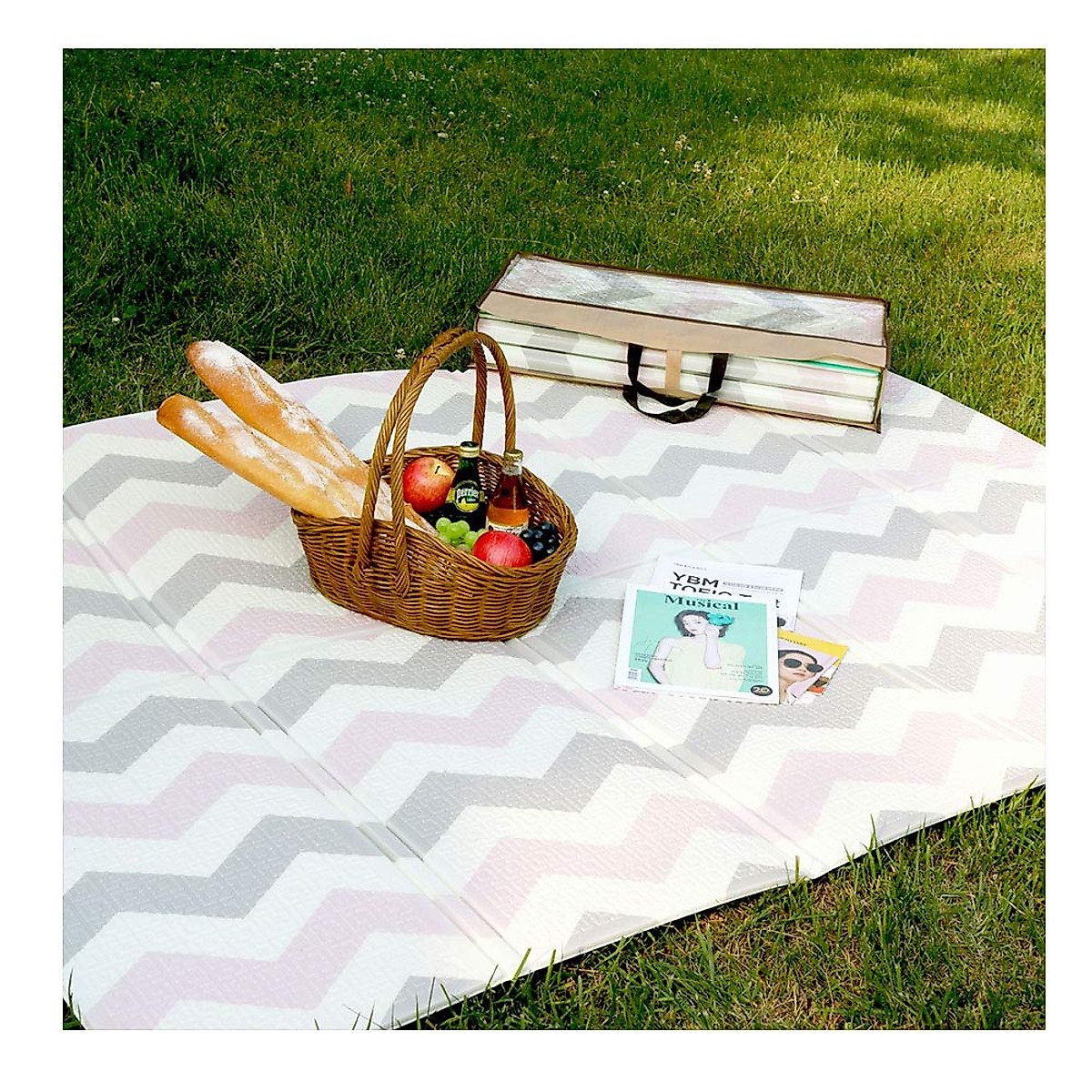 Premium Portable Waterproof Camping Picnic Beach Foam Play Mat for Indoor, Outdoor Activity - Folding Portable Playmat for Baby Toddlers (Peach Pink)