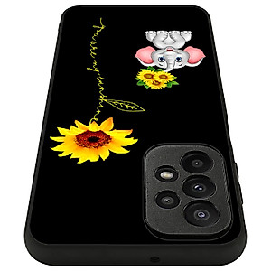 Tnarru Compatible with Samsung Galaxy A23 Case Sunflower and Elephant Pattern Hard PC Back and Soft TPU Sides Scratchproof Shockproof Protective Case for Samsung Galaxy A23 -Black