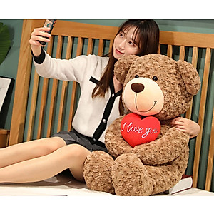 ROCHEMON Teddy Bear Stuffed Animals Valentines Day Gifts for Her Him with Heart Boyfriend Brown 19.7inch