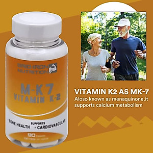 GRID-IRON NUTRITION Vitamin K2 Menaquinone-7 (MK-7) 100 MCG Dietary Supplement Suppots Bone & Health - 90 Capsules