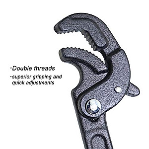 boeray 2 Pack Adjustable Wrench Quick Multi-function Self-Adjusting Spanner Power Grip Pipe Wrench 0.6”-2.4”/14mm-60mm