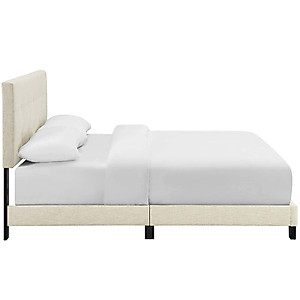 Modway MOD-6000-BEI Amira Tufted Fabric Upholstered Full Bed Frame With Headboard In Beige