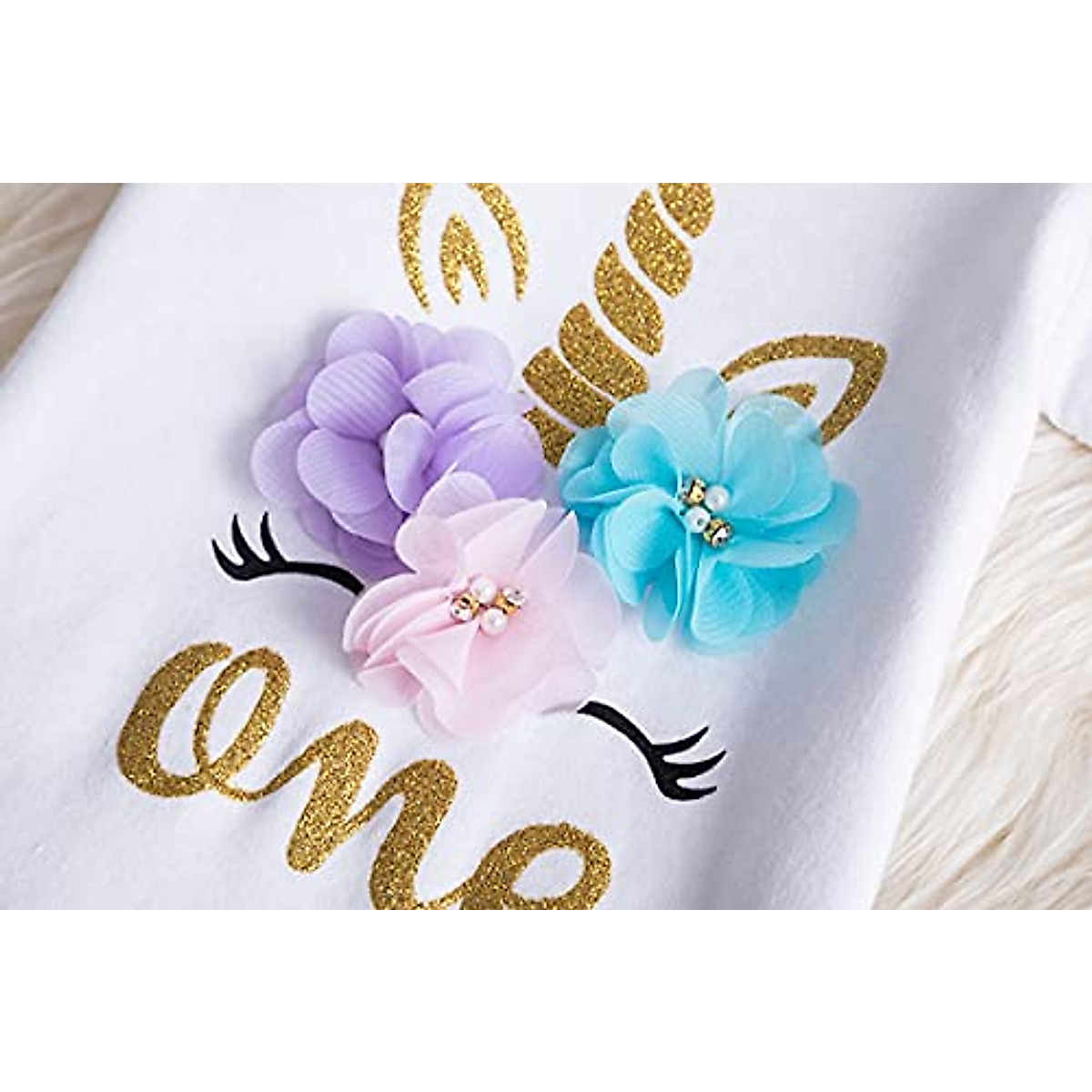 Bow Dream Baby Girls 1st Birthday Outfits Set 4 Pcs Rainbow Tutu Skirt T-Shirt Headband Sandals B