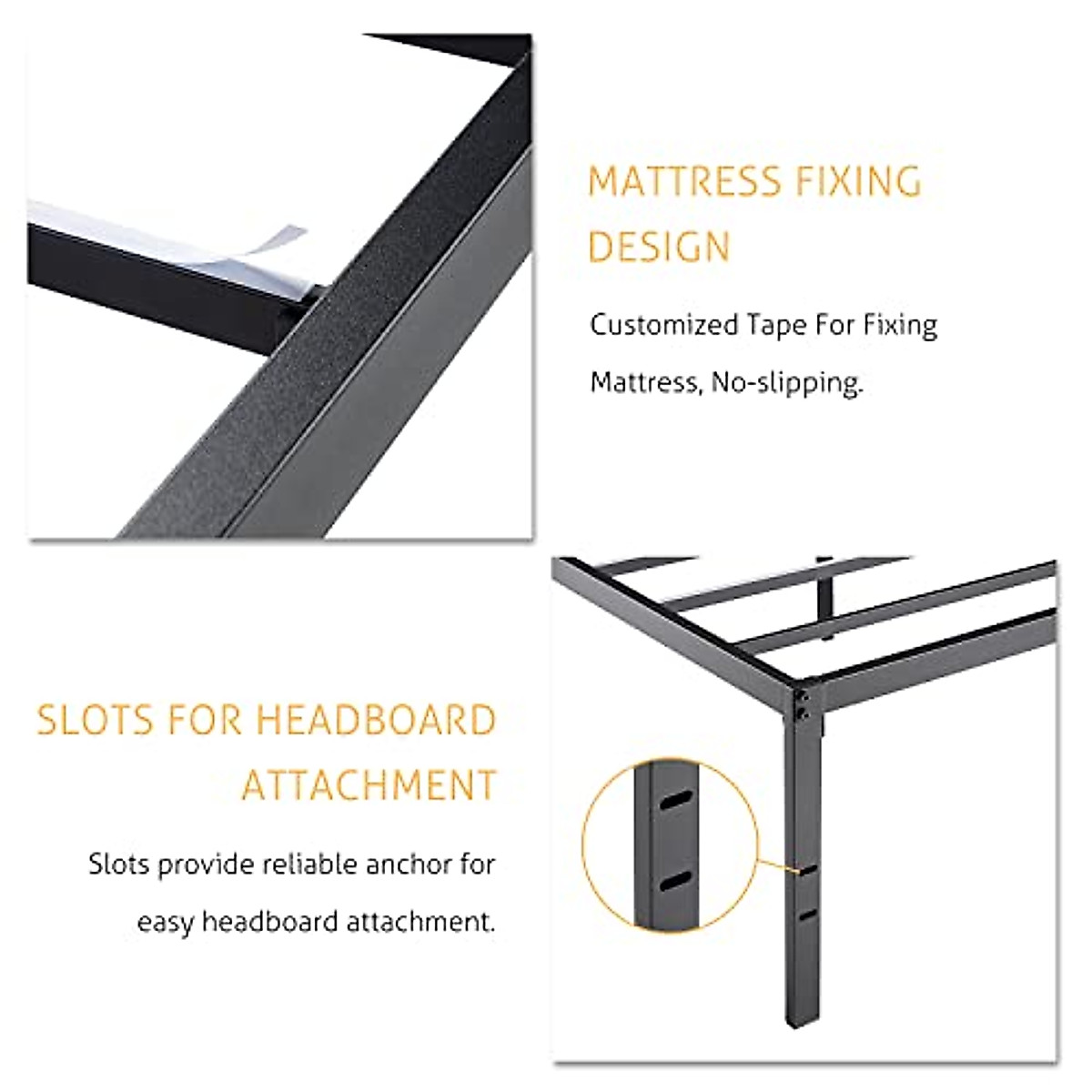 SHA CERLIN Full Size Sturdy Metal Bed Frame, Heavy Duty Platform Bed Frame No Box Spring Needed, Slots for Headboard Attachment, Easy Assembly, Mattress Foundation, No Noise, Non-Slip Design