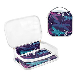 senya Clear Toiletry Bag,Travel Makeup Cosmetic Bag Carry on Airport Airline Compliant Bag Big Colorful Dragonfly for Women Men