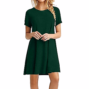 Shakumy Women Short Sleeve T-Shirt Dress Casual Loose Plain Simple Tunic Dress Crew Neck Tops Flowy Swing Mini Dress