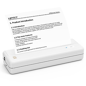 HPRT Wireless Portable Printers with 210mm Paper Roll, Mobile Office, School, Home, Portable Printers Wireless for Travel