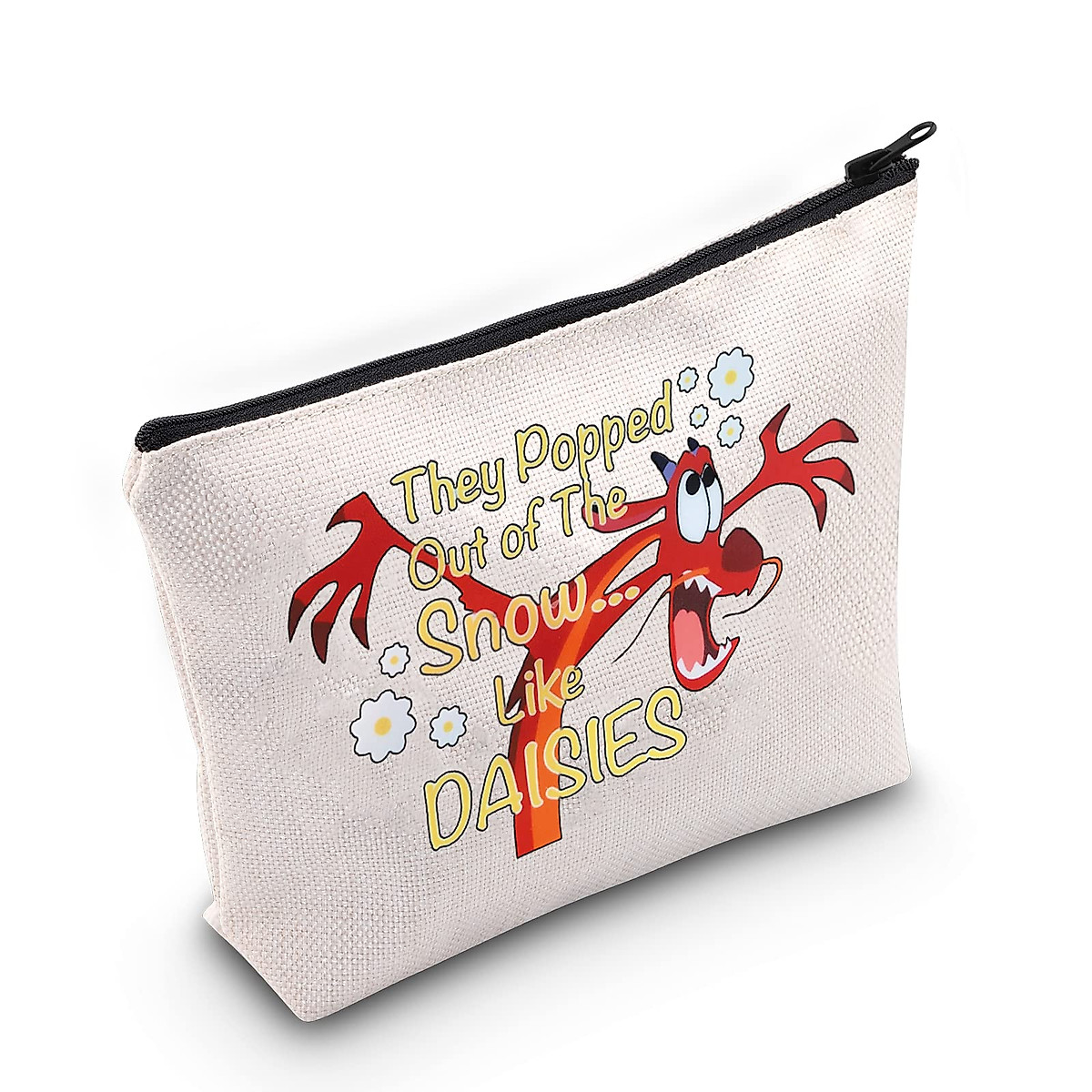 ZJXHPO Dragon Makeup Bag They Like Daisies Mulan Mushu Makeup Zipper Pouch Bag Motivation Travel Case (Snow Daisies)