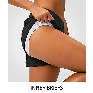 Women's Running Shorts High Waisted Quick-Dry 3 Inch Gym Workout Athletic Shorts for Women with Zipper Pocket(Black, XS)